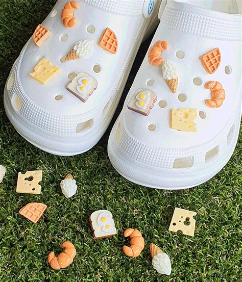 나는 빵순이 와플 크로와상 계란 토스트 아이스크림 치즈 신발 파츠 12pcs 세트 신발꾸미기 장식 에이블리