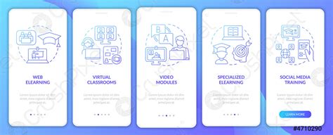 Elearning Types Blue Gradient Onboarding Mobile App Screen Stock Vector 4710290 Crushpixel