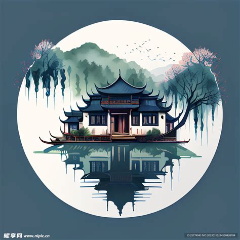 水墨建筑设计图 绘画书法 文化艺术 设计图库 昵图网