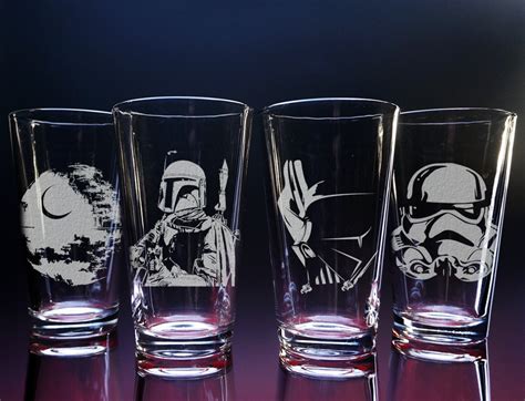 Star Wars Drinking Glasses Darth Vader Storm Trooper Boba