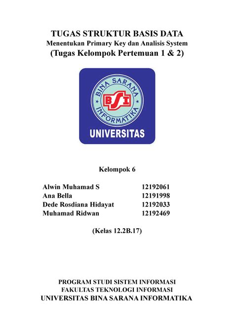 Tugas Pertemuan Dan Kelompok Sistem Basis Data TUGAS STRUKTUR BASIS DATA Menentukan
