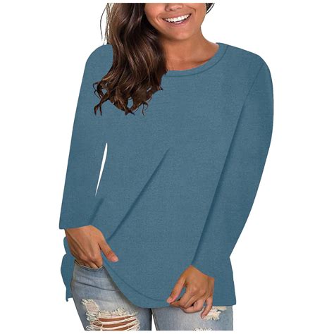 Posijego Womens Long Sleeve T Shirt Solid Color Lightweight Tshirts