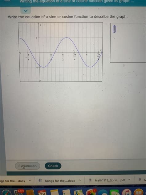 Solved Writing The Equation Of A Sine Or Cosine Tunction