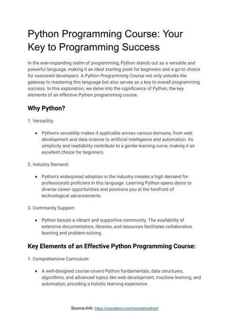 Ppt Python Programming Course Your Key To Programming Success