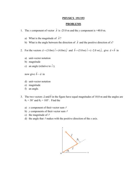 physics problems vectors kinematics dynamics