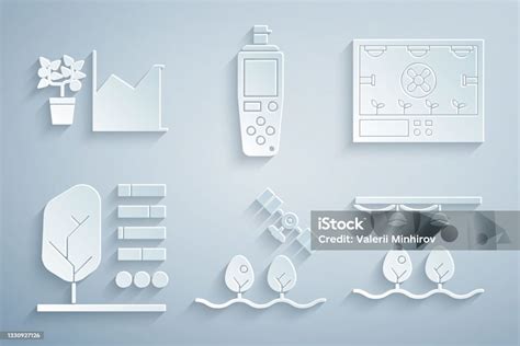 무인 항공기 농업 기술 식물 상태 전구 및 식물 휴대용 센서 및 꽃 통계 아이콘스마트 팜을 설정합니다 벡터 3차원 형태에 대한 스톡 벡터 아트 및 기타 이미지 Istock