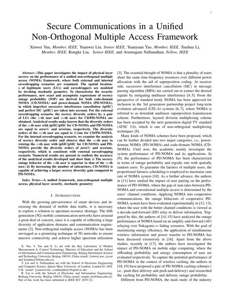 Pdf Secure Communications In A Unified Non Orthogonal Multiple Access Framework