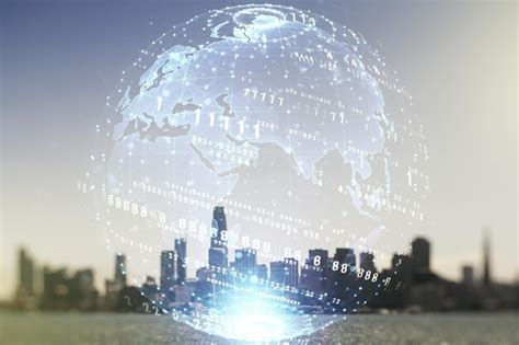 Exposition Multiple De Lhologramme De Langage De Programmation Abstrait Et De La Carte Du Monde