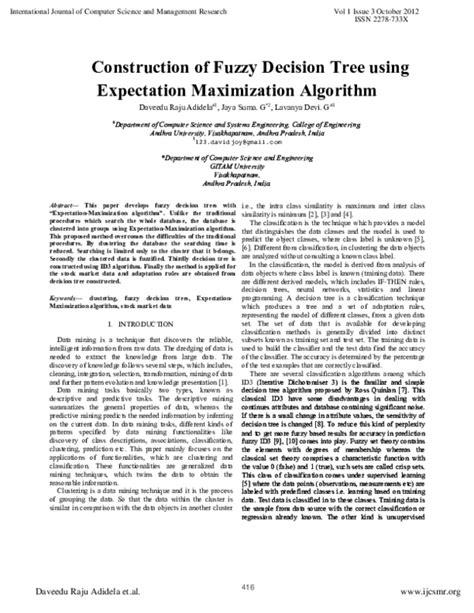 Pdf Construction Of Fuzzy Decision Tree Using Expectation