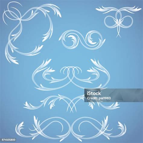 서리가 빈티지 장신구 모서리 테두리의 벡터 집합입니다 디자인 새 해 엽서 달력 티켓 현수막 포스터 등의 요소 0명에 대한 스톡 벡터 아트 및 기타 이미지 Istock