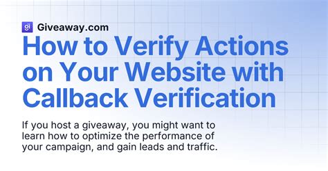 How To Verify Actions On Your Website With Callback Verification