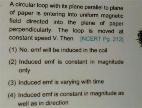 Answered A Circular Loop With Its Plane Parallel To Plane Of Paper Is