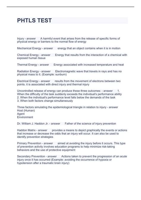 Phtls Test Questions And Answers Graded A Phtls Stuvia Us