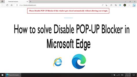 How To Solve Disable Pop Up Blocker In Microsoft Edge Sbi Kiosk