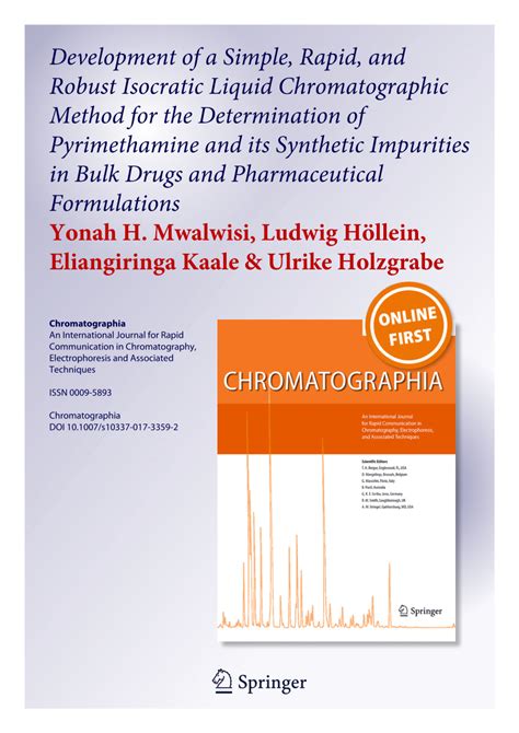 Pdf Development Of A Simple Rapid And Robust Liquid Chromatographic