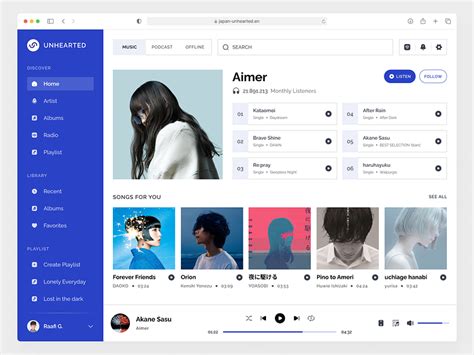 Unhearted Music Player Web Application By Shincostech For Nija Works