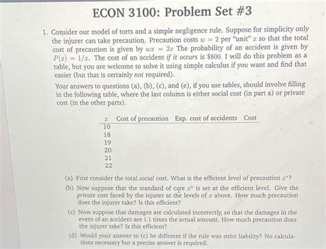 ECON 3100 Problem Set 3 1 Consider Our Model Of Chegg Com