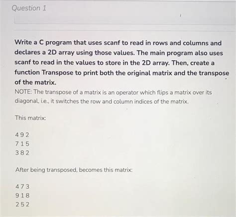 Solved Question 1 Write A C Program That Uses Scanf To Read