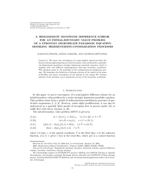 Pdf A Semi Implicit Monotone Difference Scheme For An Initial Boundary Value Problem Of A