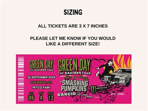 Green Day 2024 Tour The Saviors Tour Ticket Green Day Concert Ticket
