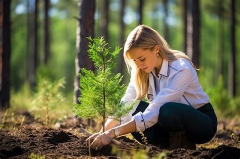 Premium Ai Image A Woman In A Professional Business Suit Planting A