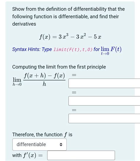 Solved Show From The Definition Of Differentiability That Chegg