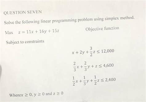 Solve The Following Linear Programming Problem Using