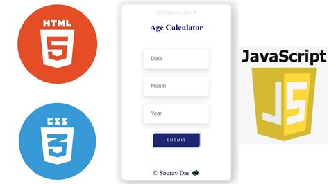 Age Calculator Project Htmlcss Javascript Youtube