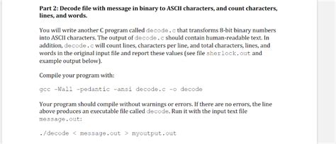 Solved Part 2 Decode File With Message In Binary To Asc