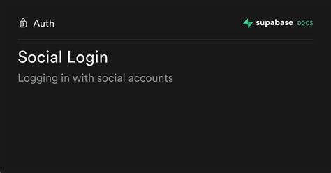 Social Login Supabase Docs