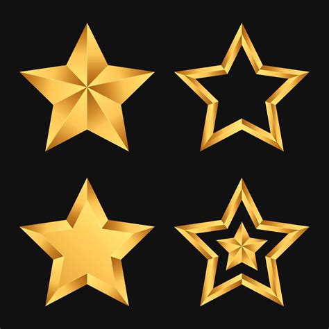 Gold Star Vector Set 20277130 Vector Art At Vecteezy