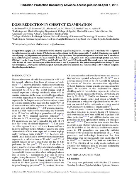 Pdf Dose Reduction In Chest Ct Examination