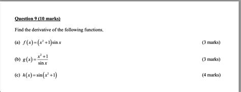 Solved Question Marks Find The Derivative Of The Chegg