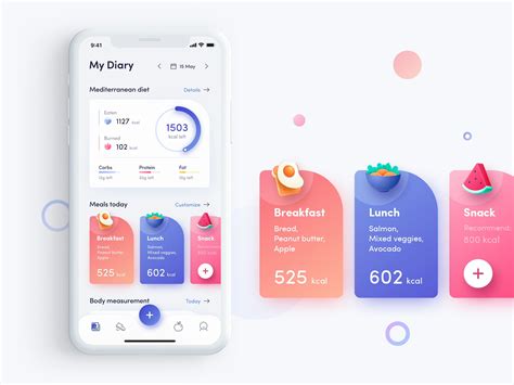 my diary page for fitness app interaction interfacedesign app design