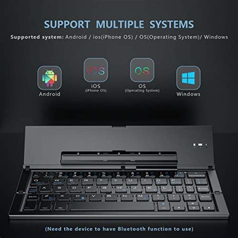 Geyes Folding Bluetooth Keyboard Foldable Wireless Keyboard With Portable Pocket Size Aluminum