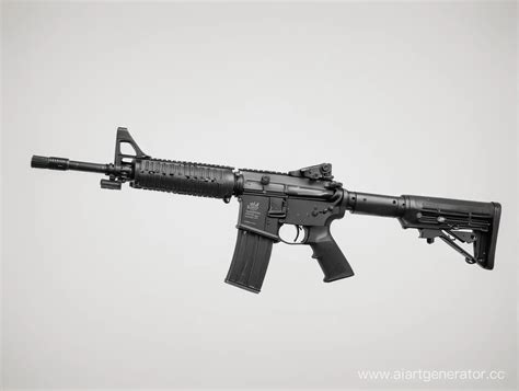 Side View Of M16 Rifle On White Background Ai Art Generator