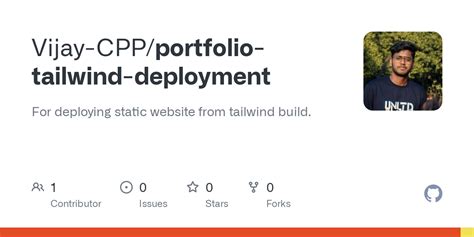 github vijay cpp portfolio tailwind deployment for deploying static website from tailwind build
