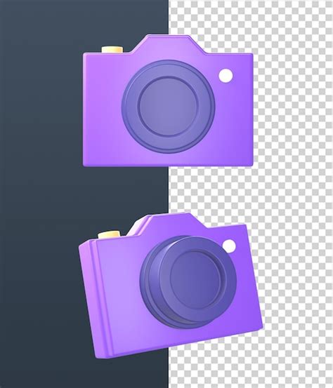 Ui Ux 웹 모바일 앱 소셜 미디어 광고 디자인을 위한 3d 노란색 보라색 카메라 아이콘 프리미엄 Psd 파일