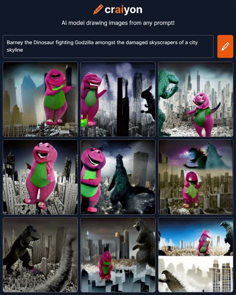 Barney V Godzilla R Weirddalle