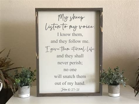 John 1027 28 Bible Verse Framed Wood Signscripture Wood Etsy