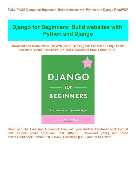 Full Page Django For Beginners Build Websites With Python And Django Readpdf