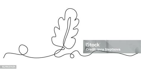 오크 잎 라인 아트입니다 흰색 배경에 추상적인 나뭇잎 격리된 벡터 개체를 그리는 하나의 연속 선 가을에 대한 스톡 벡터 아트 및 기타 이미지 Istock