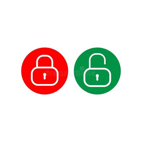 Lock And Unlock Button Design Template Padlock Outline Icon Vector Illustration With Round