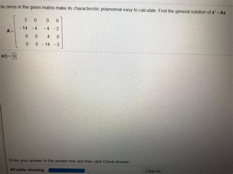 Solved The Zeros In The Given Matrix Make Its Characteristic