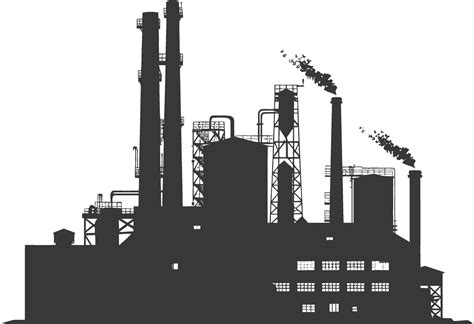 Silhouette Industrial Building Factory Black Color Only 44637489 Vector