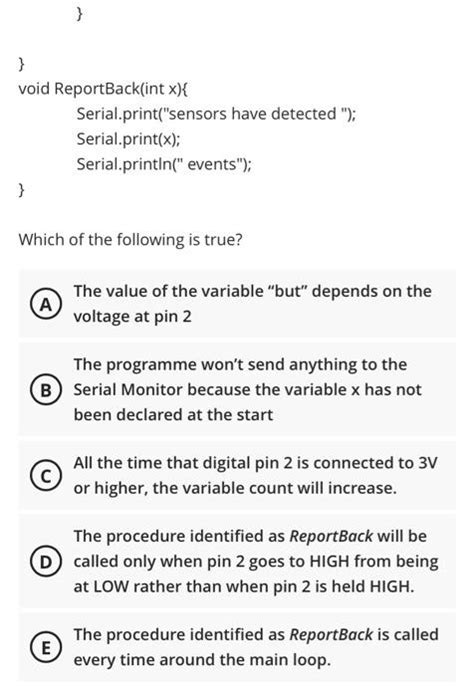 Solved An Arduino Programme Consists Of The Following Byte