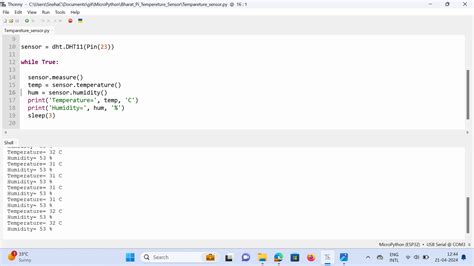 Temperature And Humidity Sensor With Micropython Using Bharat Pi Board