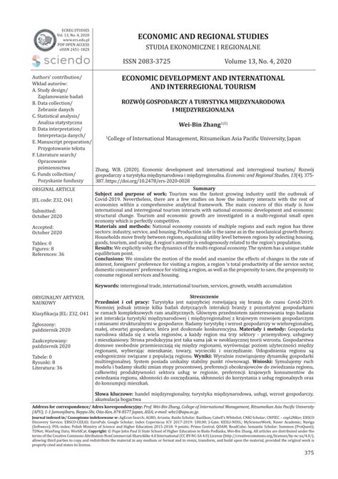 Pdf Economic Development And International And Interregional Tourism