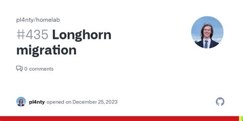 Longhorn Migration · Issue 435 · Pl4ntyhomelab · Github