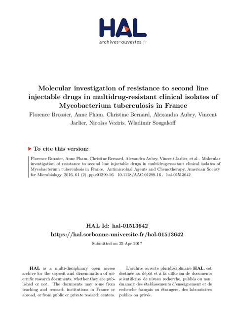 Pdf Molecular Investigation Of Resistance To Second Line Injectable
